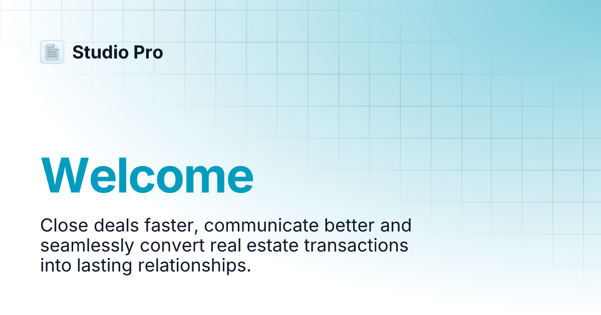 Welcome | Studio Pro