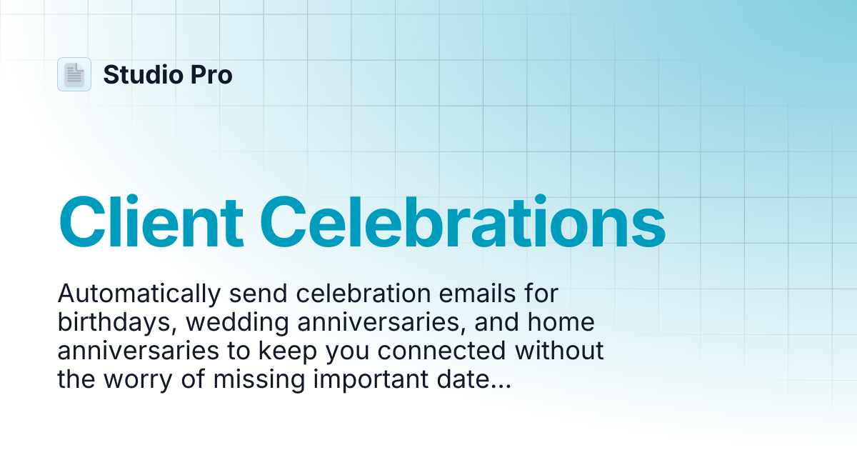 Client Celebrations | Studio Pro
