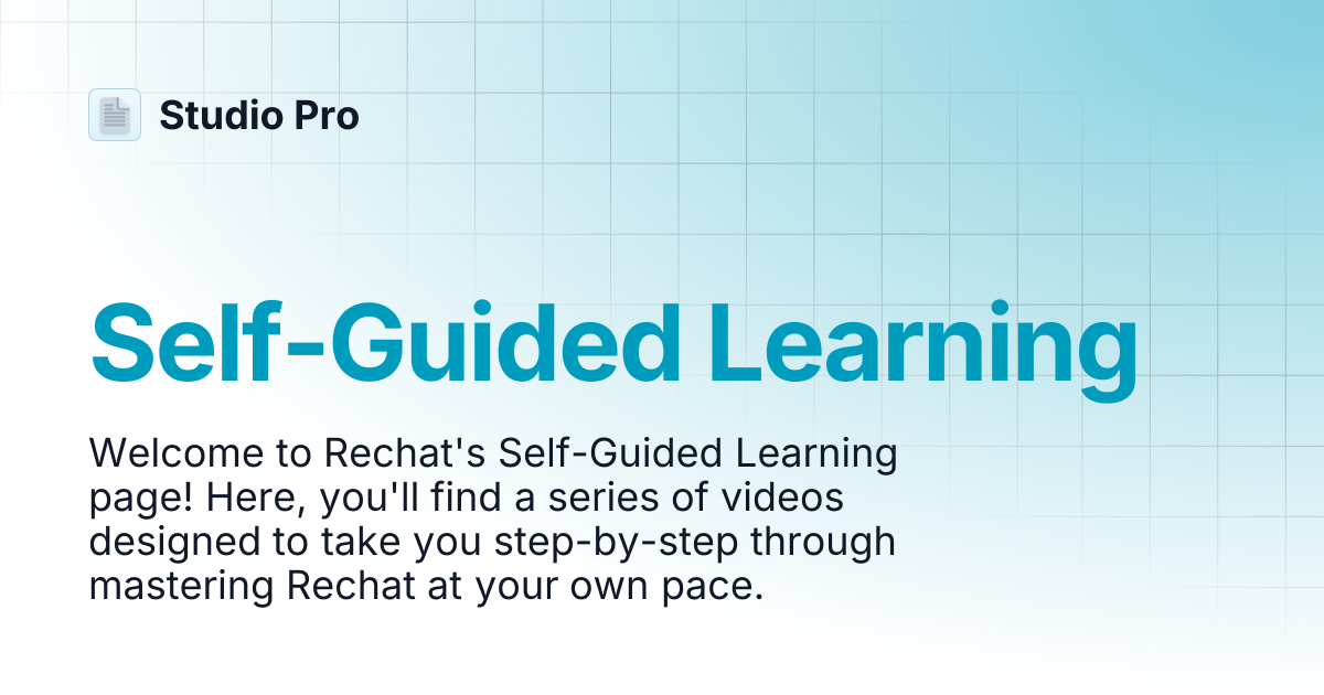 Self-Guided Learning | Studio Pro