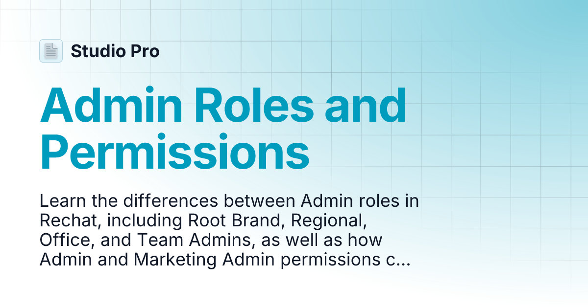 Admin Roles and Permissions | Studio Pro