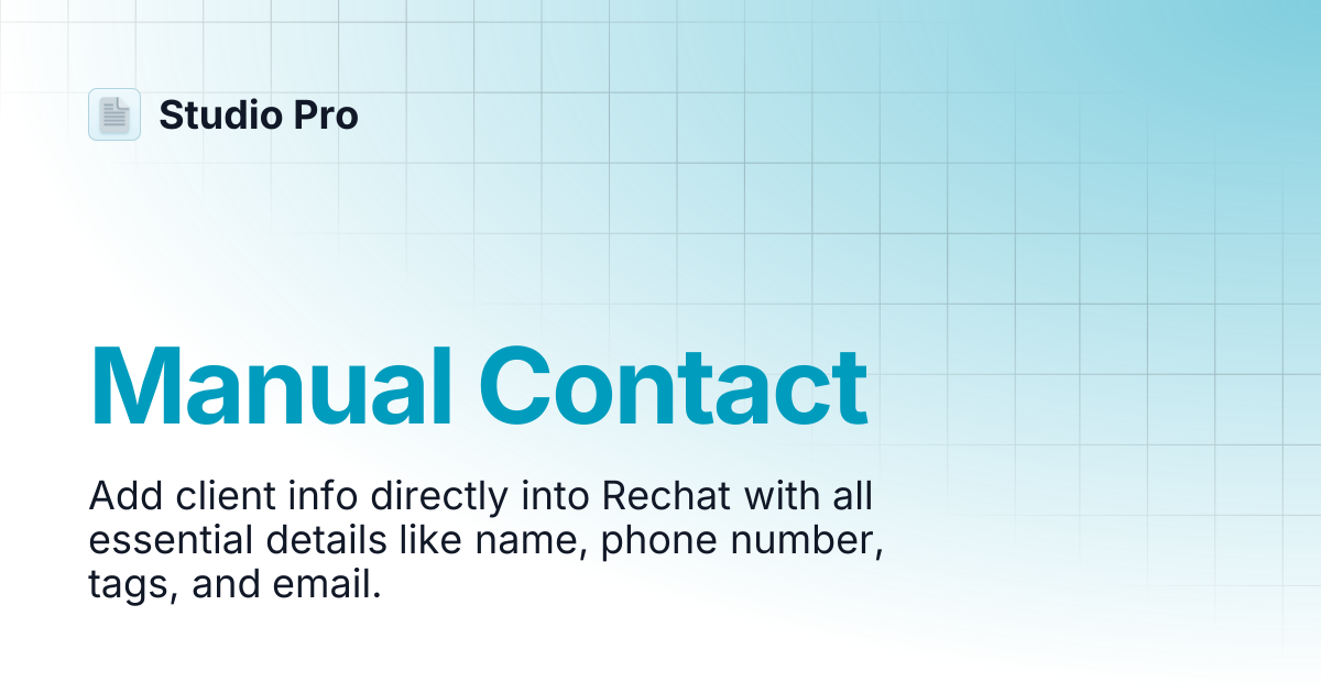 Manual Contact | Studio Pro